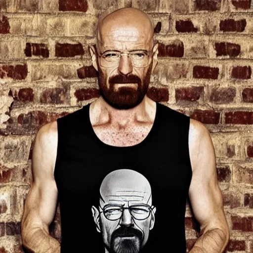 walter white with beard amd wearing a black tank top | Stable Diffusion ...