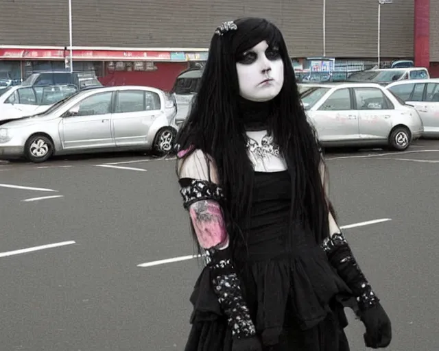 poor quality digital photo of a goth emo girl, tesco | Stable Diffusion ...