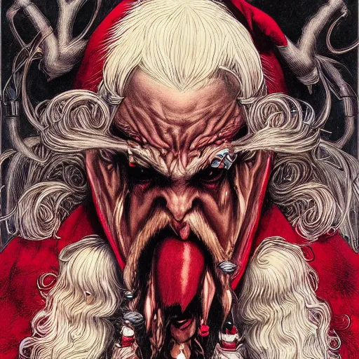 portrait of crazy santa claus as vampire, symmetrical, | Stable Diffusion