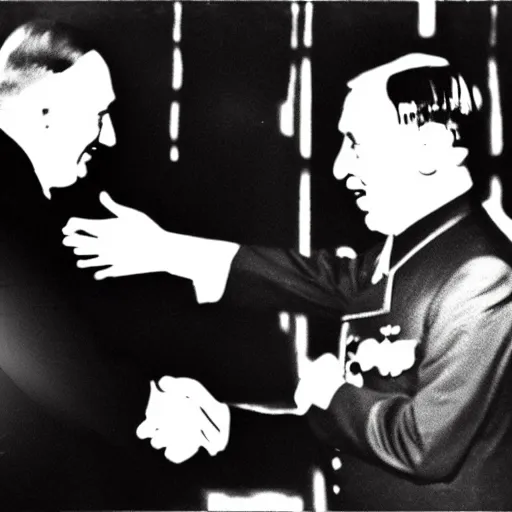 historical picture of hitler handshake with jokowi, | Stable Diffusion ...