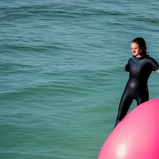 woman in wetsuit with balloon body | Stable Diffusion