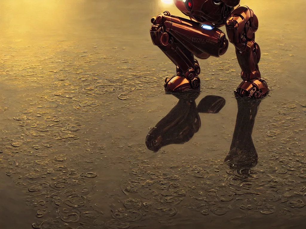 a very detailed robot, bent over the reflection in a | Stable Diffusion | OpenArt