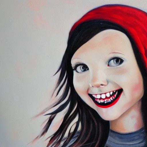 painting of a emo girl with a eerily large smile, | Stable Diffusion ...