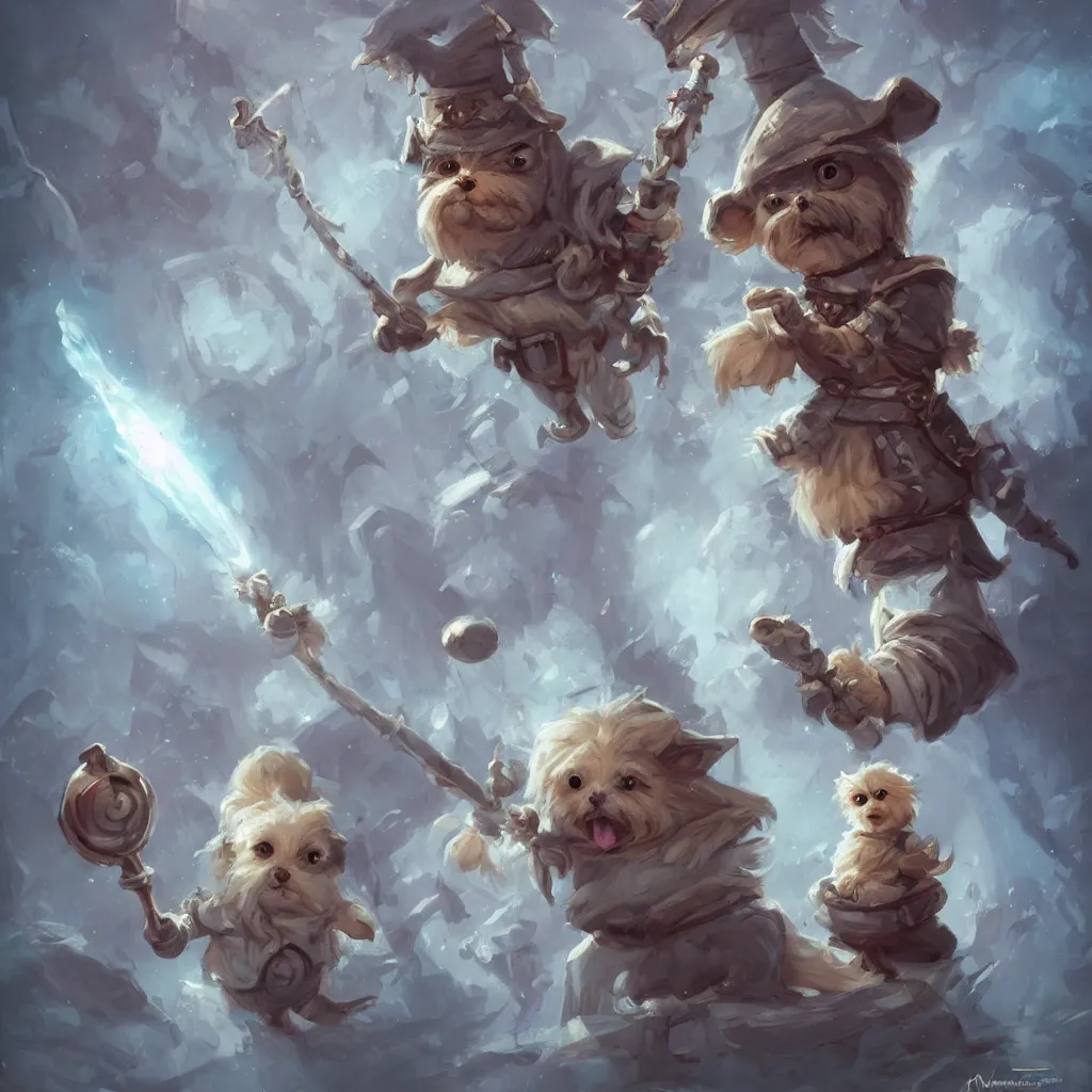 cute little anthropomorphic Maltese Terrier, wielding | Stable Diffusion