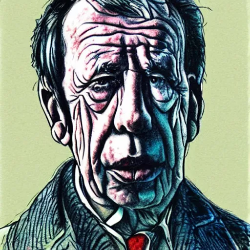 vaclav havel colored ink drawing in the style of kaja | Stable ...
