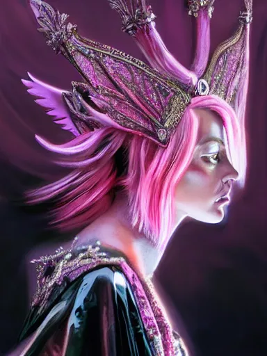 pink portrait of beautiful female angel queen Margot | Stable Diffusion ...