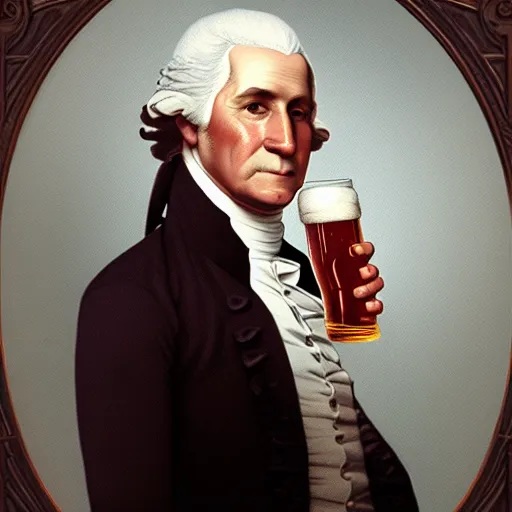 portrait painting of george washington drinking a | Stable Diffusion ...