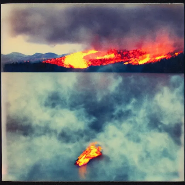 lake on fire, polaroid | Stable Diffusion