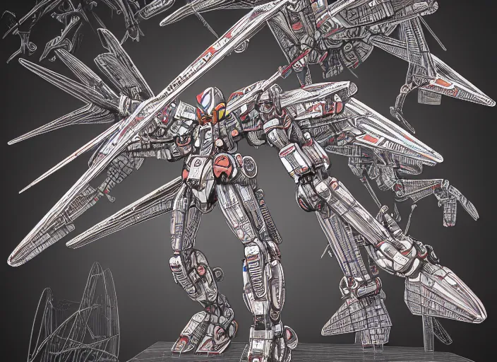 vitruvian mecha, isometric concept gundam macross | Stable Diffusion ...