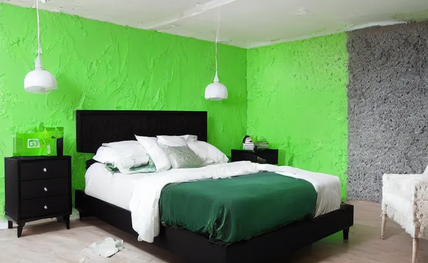 a bedroom made of slime. a bedroom with the texture of | Stable ...