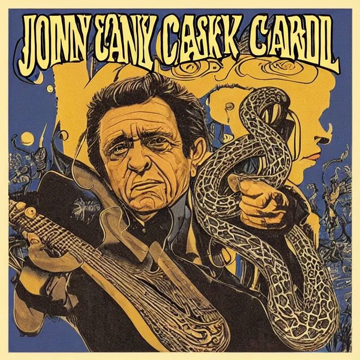 album cover for the Johnny Cash and Snake Oil colab | Stable Diffusion ...