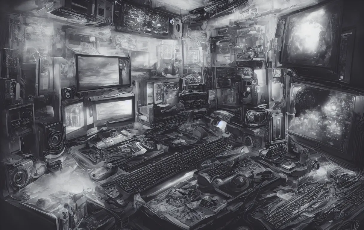 the insides of a dreamy computer composition by mia | Stable Diffusion