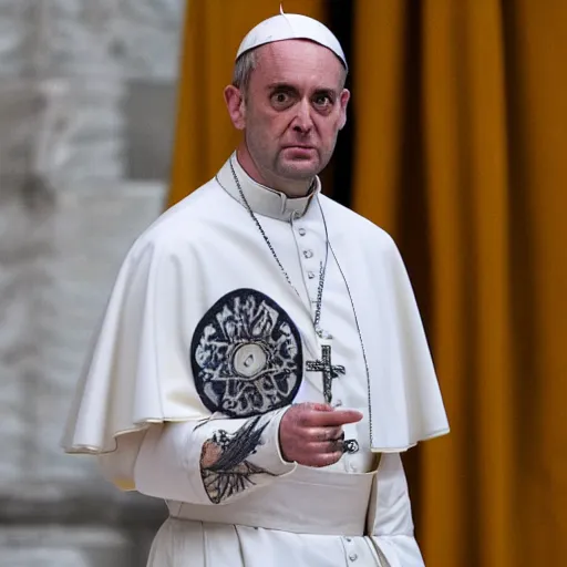 a new arm tattoo of jude law as the pope | Stable Diffusion