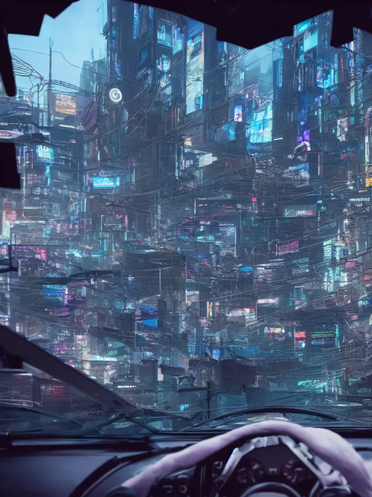 looking out of the windscreen of a vehicle at an | Stable Diffusion ...