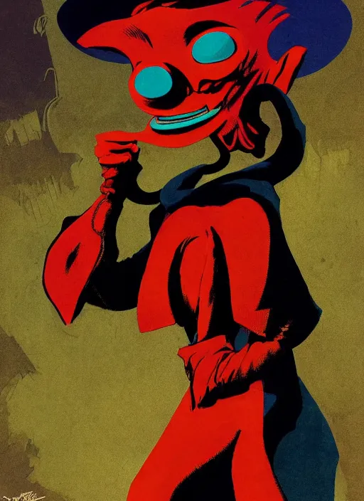 blue robed eldritch cultist satyr, comic book texture, | Stable ...