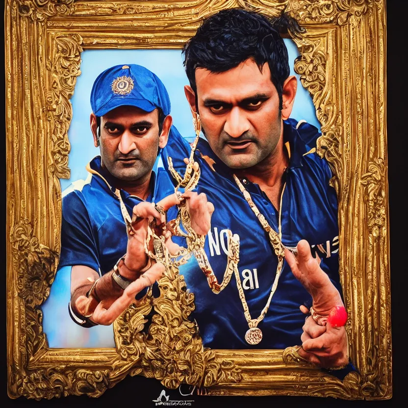 portrait of mahendra singh dhoni as a pimp, ultra | Stable Diffusion ...