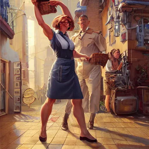 epic portrait an muscular waitress wearing short | Stable Diffusion ...