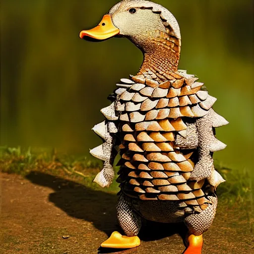 a Duck with the armor of a pangolin, national | Stable Diffusion