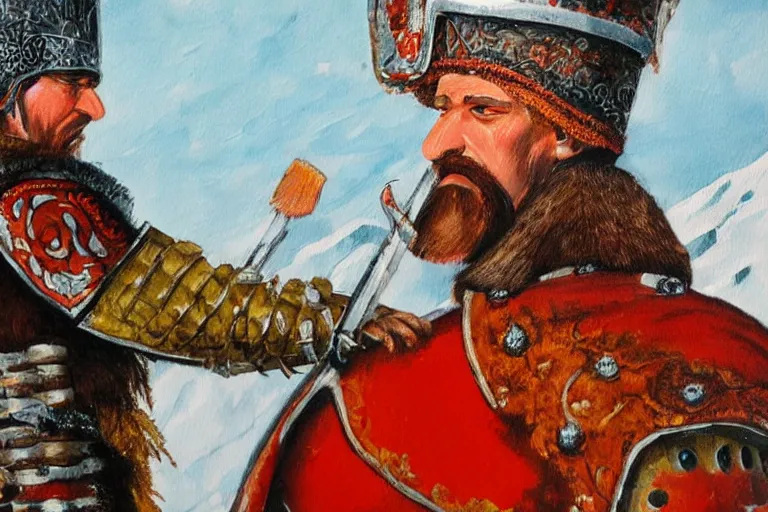 painting of a balkan tatar knight discovering a | Stable Diffusion ...
