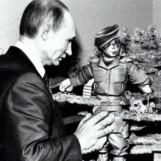 vladimir putin as a child playing with toy army | Stable Diffusion ...