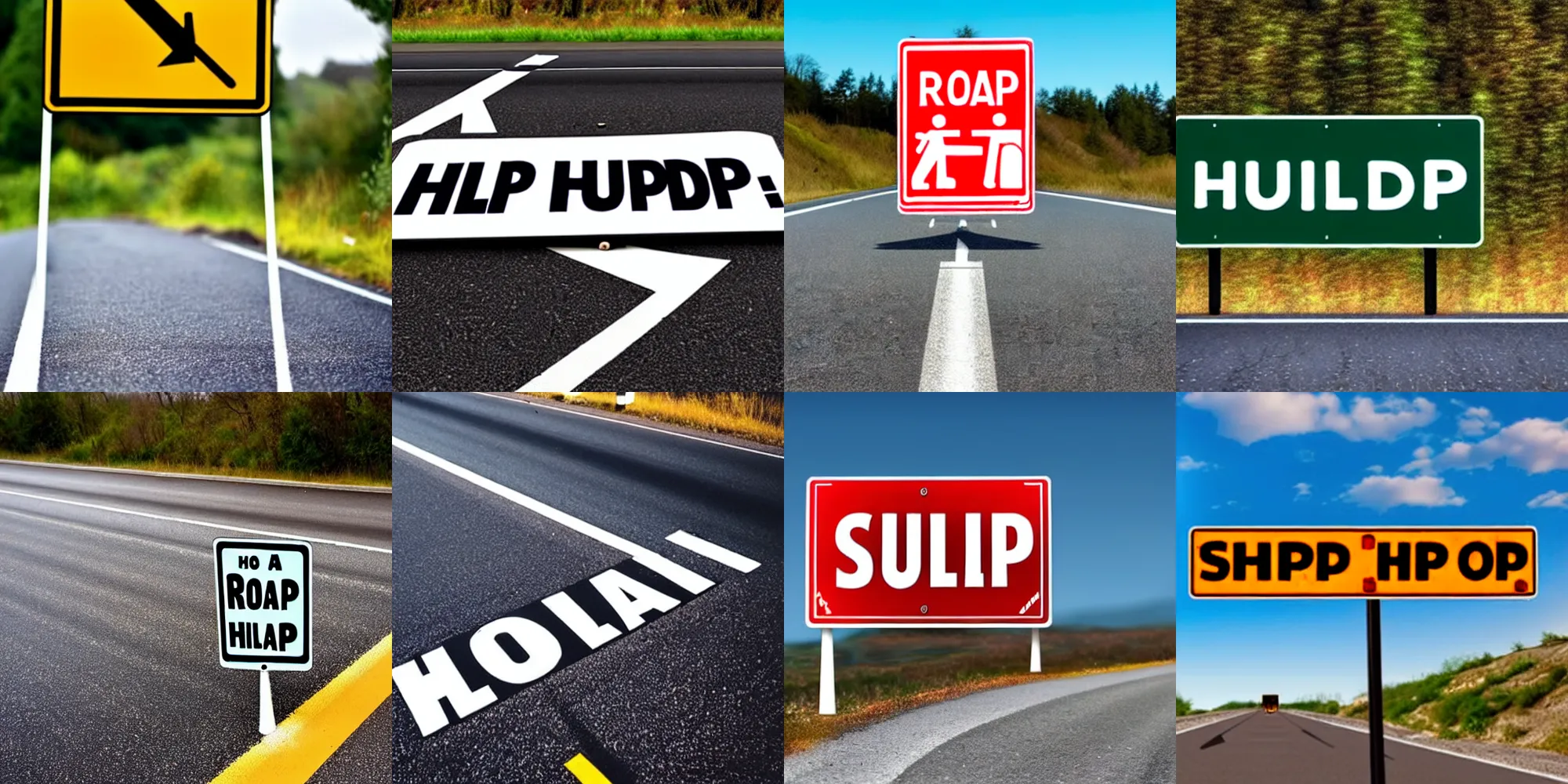 a road sign with help written on it | Stable Diffusion | OpenArt