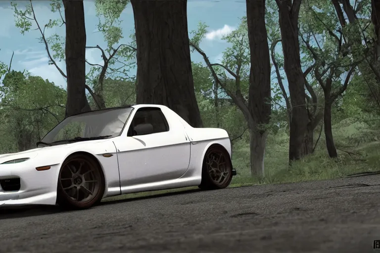 borderlands style cel-shaded white Mazda rx-7, pop up | Stable ...