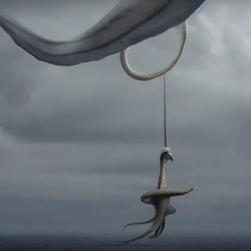 a giant squid octopus chimea hanging from the clouds, | Stable ...