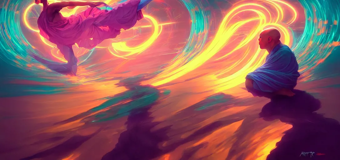 a floating monk, channeling swirling energy, wearing | Stable Diffusion ...