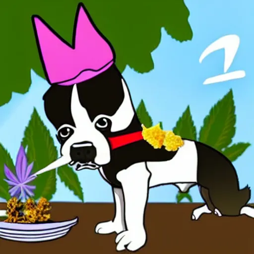 boston terrier dog smoking a marijuana joint, animated | Stable ...