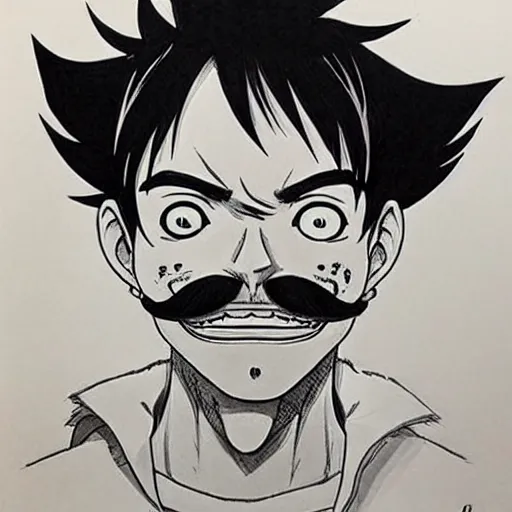 luffy with [ mustache ] by kim jung gi | Stable Diffusion | OpenArt