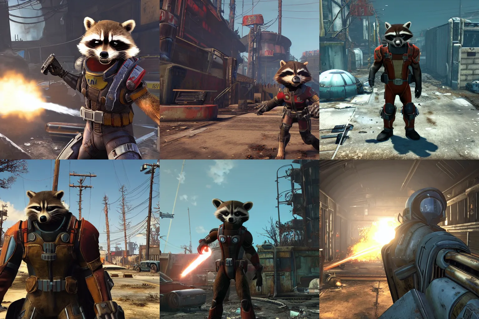 a screenshot of rocket raccoon in fallout 4 | Stable Diffusion | OpenArt