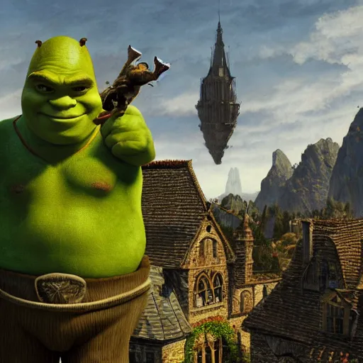 shrek, in heaven, amongst angels, hand - drawn, | Stable Diffusion ...