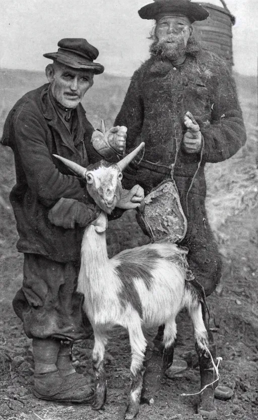 portrait of a welsh coal miner and his pet goat, | Stable Diffusion ...