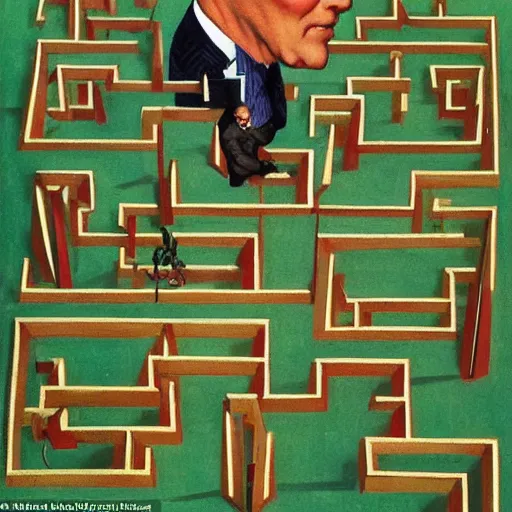 A suited man standing in the middle of a maze in the | Stable Diffusion ...