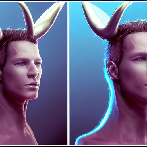 A very good looking human with three horns, concept | Stable Diffusion ...