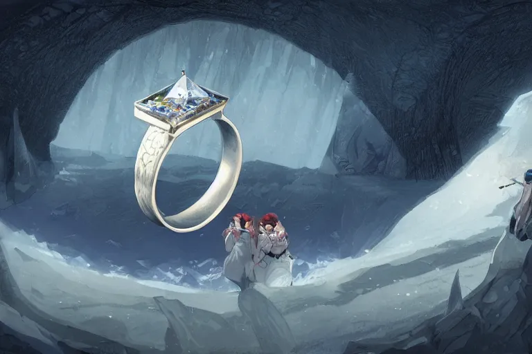 magic ring with a diamond, engraving, fire, ice, d & | Stable Diffusion ...