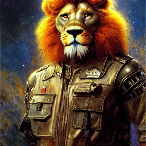 portrait of a male furry lion in a police uniform. | Stable Diffusion ...