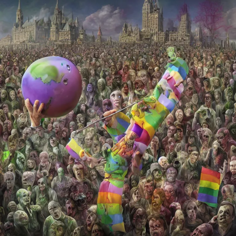 zombie at a pride rally, surrealist painting by igor | Stable Diffusion ...