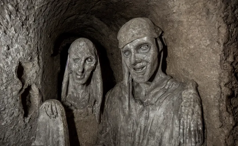 several decrepit creepy statues of the archangel | Stable Diffusion ...