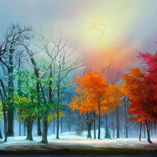 painting depicting all four season in one, concept | Stable Diffusion ...