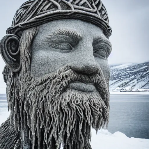 photography of an ice statue of un unknow viking god, | Stable ...