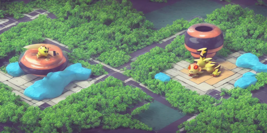 Isometric 3d octane render of Pokemon | Stable Diffusion
