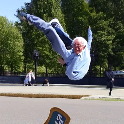 bernie sanders skateboarding doing a backflip | Stable Diffusion | OpenArt
