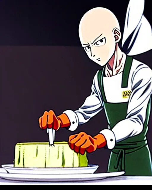 chef saitama one punch man, dressed as a pastry chef, | Stable ...