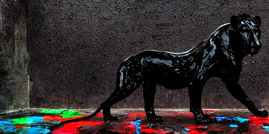 the black lioness made of tar, dripping tar, dripping | Stable ...