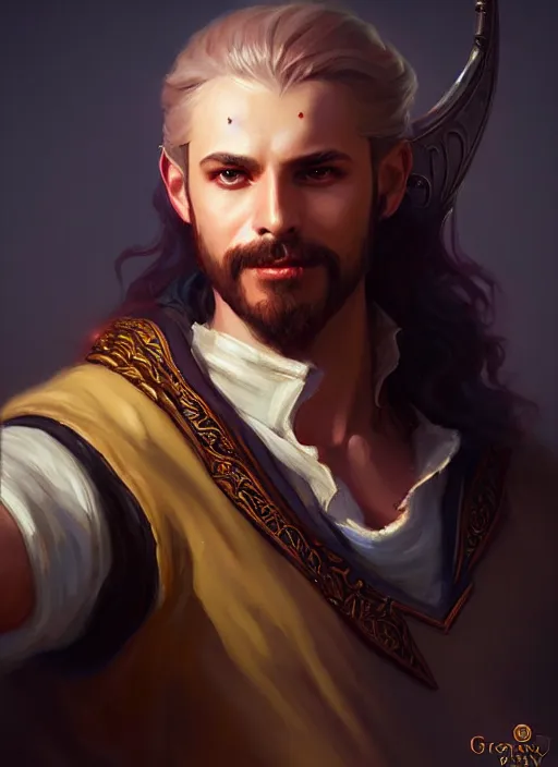 realistic portrait painting of a male fantasy bard, | Stable Diffusion ...