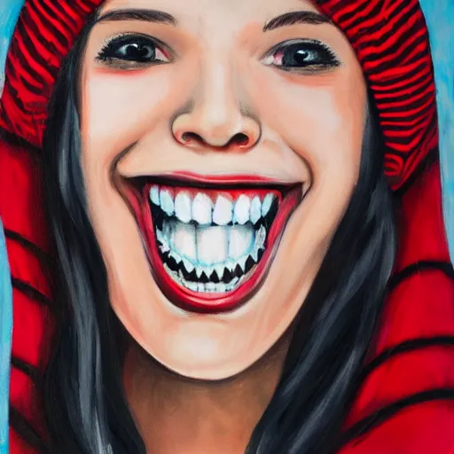 painting of a emo girl with a eerily large smile, | Stable Diffusion ...
