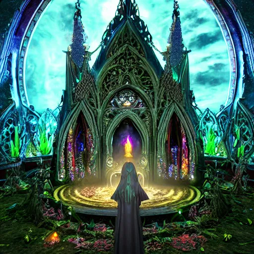 Photorealistic magic elven shrine of the gothic witch | Stable ...