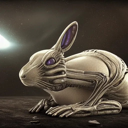 alien rabbit in the space by HR giger, octane render, | Stable Diffusion