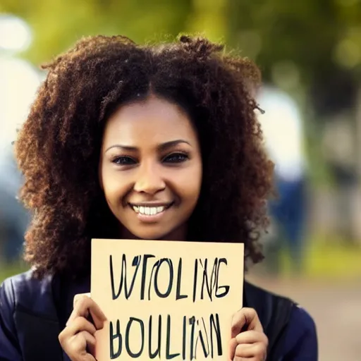 beautiful woman holding sign | Stable Diffusion | OpenArt